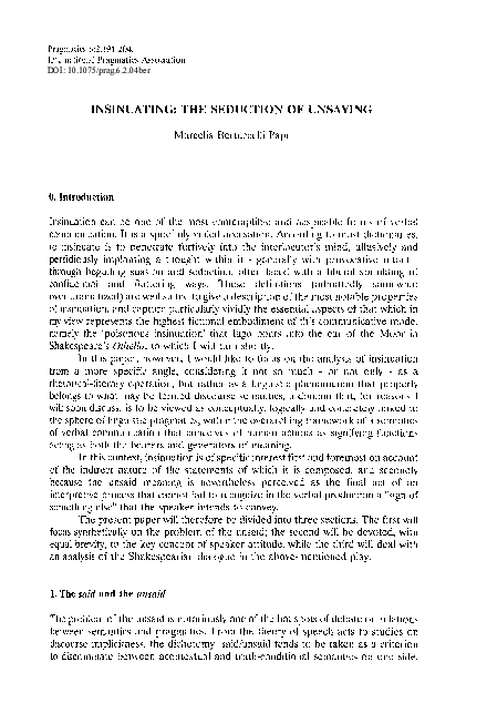 (PDF) Insinuating: The seduction of unsaying