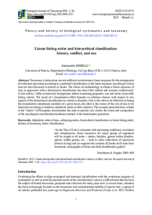 (PDF) Linear listing order and hierarchical classification: history ...