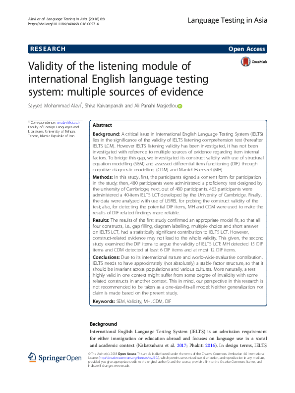 (PDF) Validity of the listening module of international English ...
