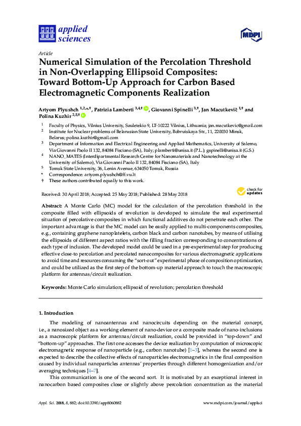 (PDF) Numerical Simulation of the Percolation Threshold in Non ...