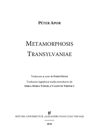 (PDF) „Toate-s vechi şi nouă toate”. Actualitatea lui Péter Apor ...