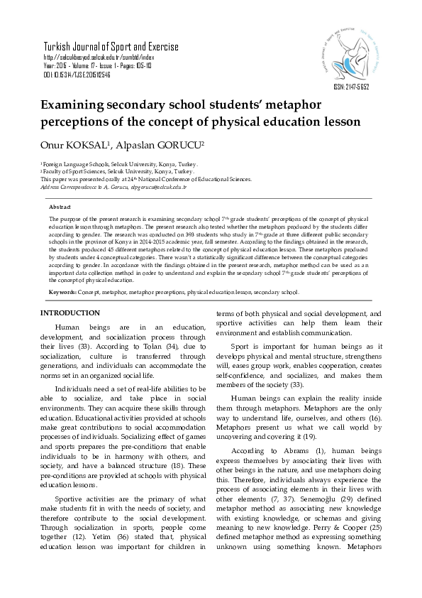(PDF) Examining secondary school students metaphor perceptions of the ...