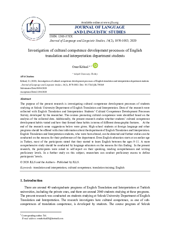 (PDF) Investigation of cultural competence development processes of ...