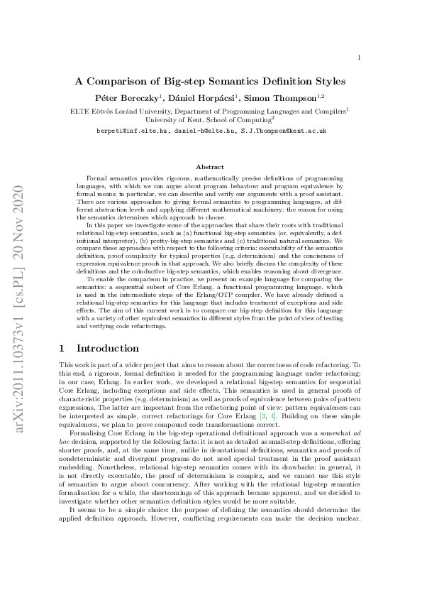 (PDF) A Comparison of Big-step Semantics Definition Styles