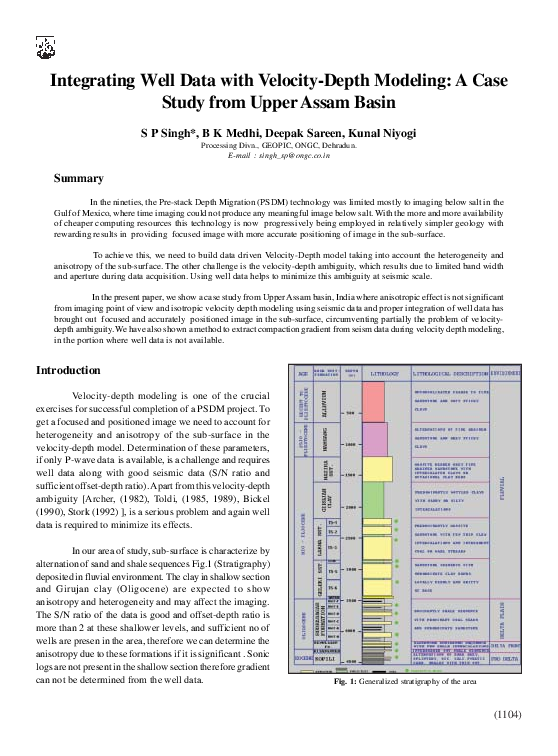 (PDF) Integrating Well Data with Velocity-Depth Modeling : A Case Study ...