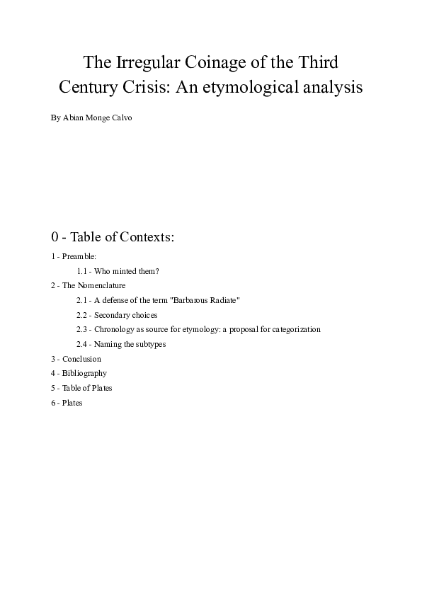 Pdf The Irregular Coinage Of The Third Century Crisis An