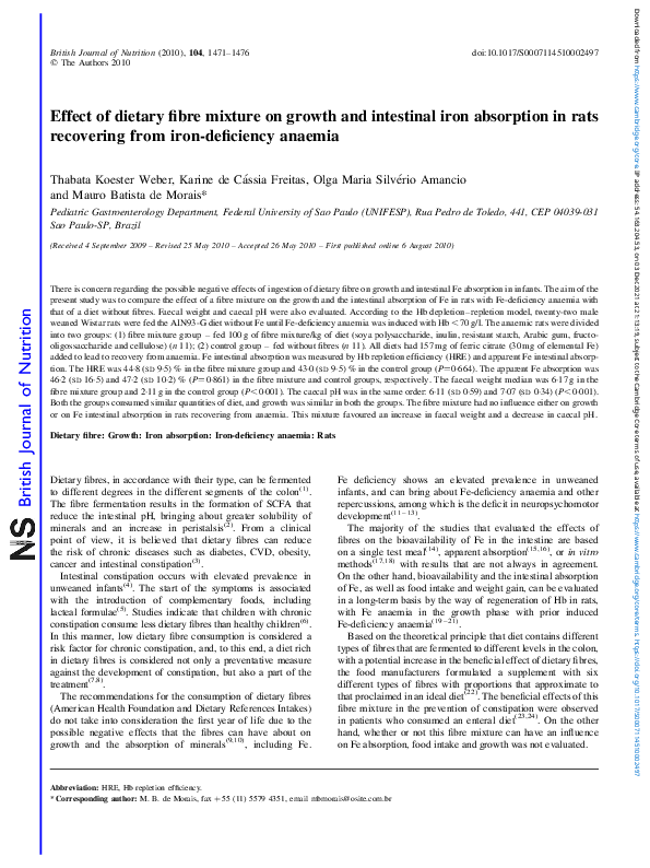 (PDF) Effect of dietary fibre mixture on growth and intestinal iron ...