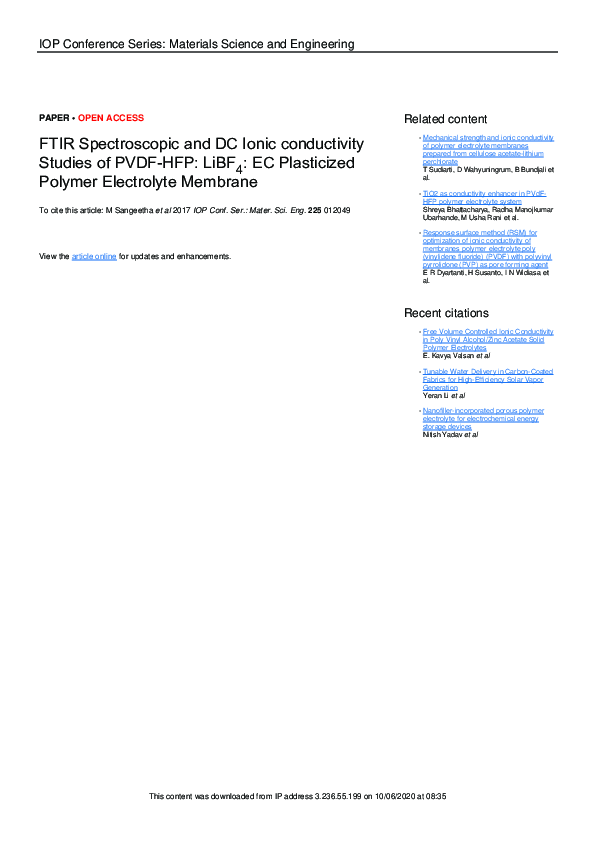 (PDF) FTIR Spectroscopic and DC Ionic conductivity Studies of PVDF-HFP ...