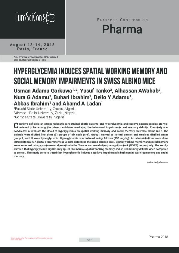 (PDF) Hyperglycemia induces spatial working memory and social memory ...