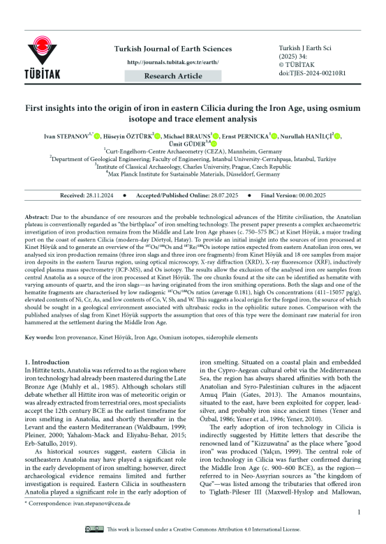 (PDF) First insights into the origin of iron in eastern Cilicia during ...