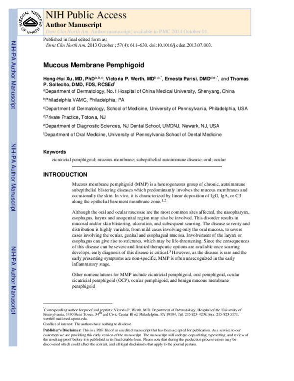 (PDF) Mucous Membrane Pemphigoid