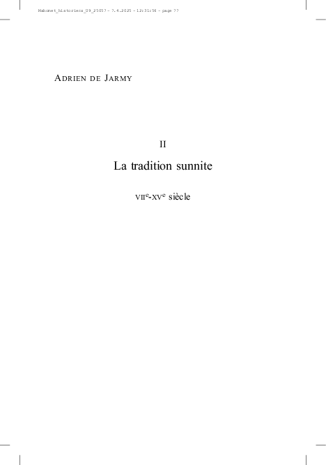(PDF) La tradition sunnite (VIIe-XVe siècle) In Mohammad Ali Amir ...