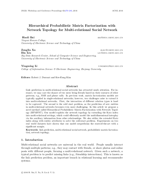 (PDF) Hierarchical Probabilistic Matrix Factorization with Network Topology for Multi-relational ...
