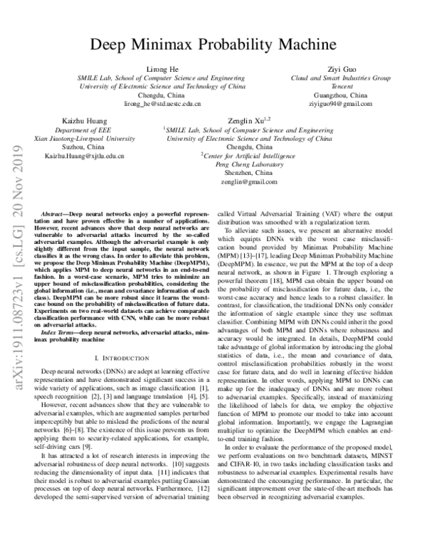 (PDF) Deep Minimax Probability Machine
