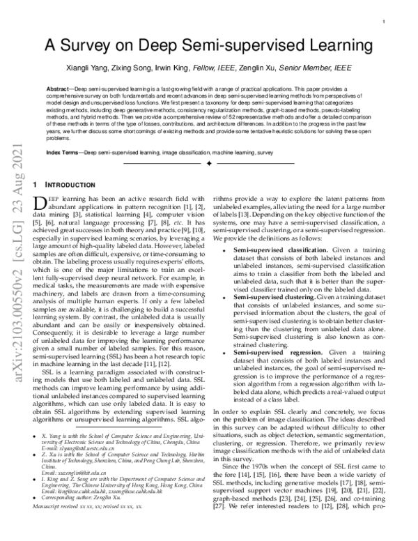 (PDF) A Survey on Deep Semi-Supervised Learning