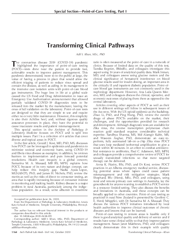 (PDF) Transforming Clinical Pathways