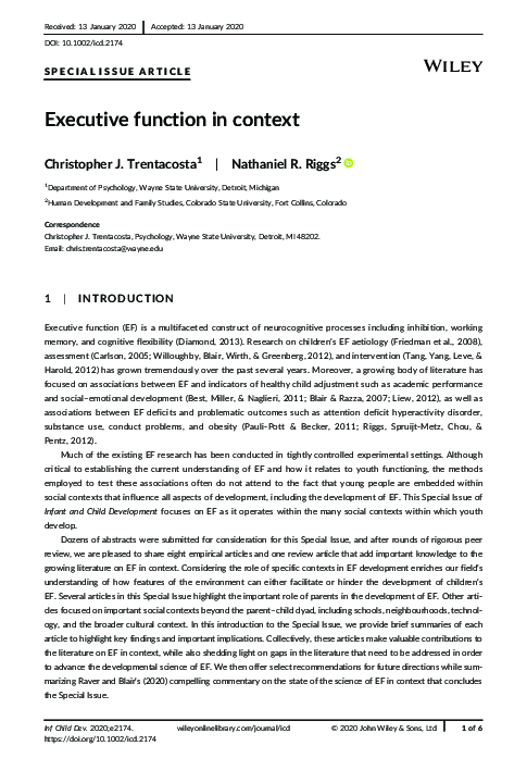 (PDF) Executive function in context