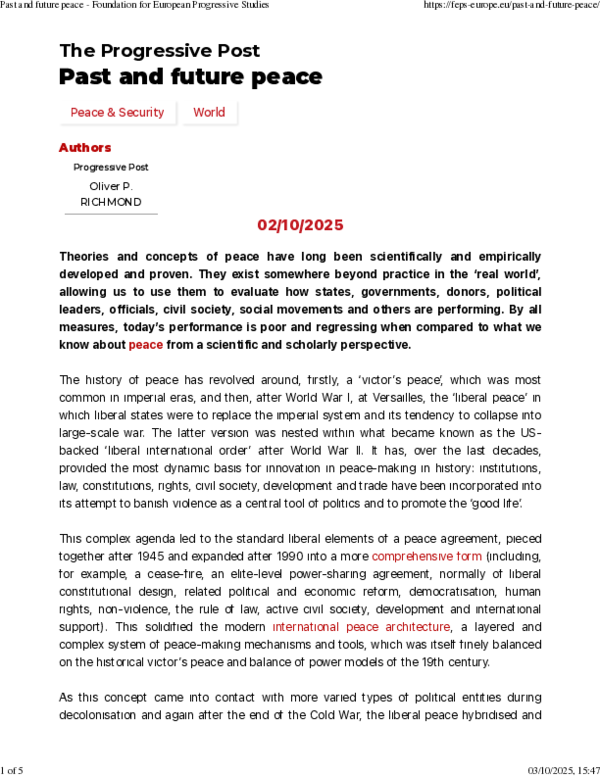 (PDF) Past and future peace