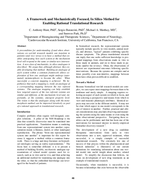 (PDF) A framework and mechanistically focused, in silico method for ...