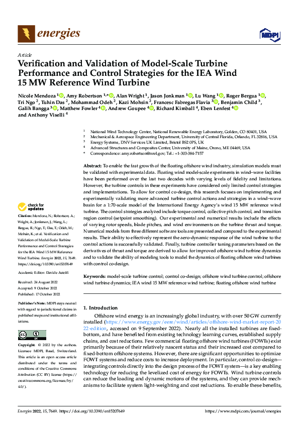 (PDF) Verification and Validation of Model-Scale Turbine Performance ...