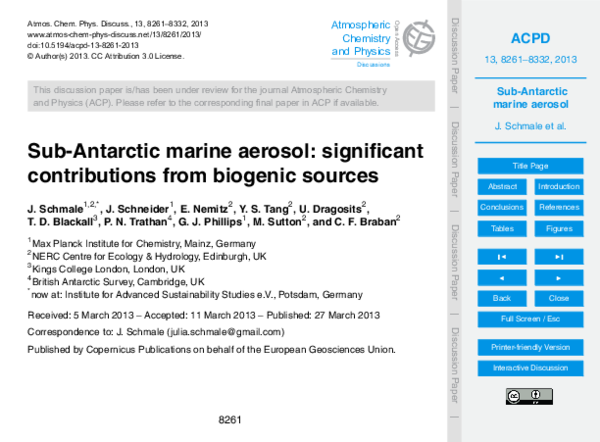 (PDF) Sub-Antarctic marine aerosol: significant contributions from ...