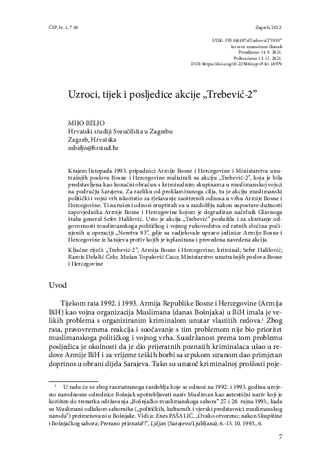 (PDF) Uzroci, tijek i posljedice akcije „Trebević-2”