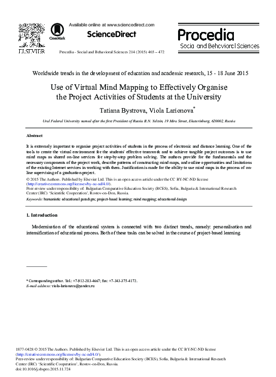 (PDF) Use of Virtual Mind Mapping to Effectively Organise the Project ...
