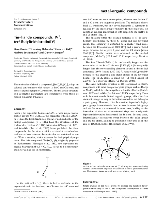 (PDF) Tin–halide compounds. IV