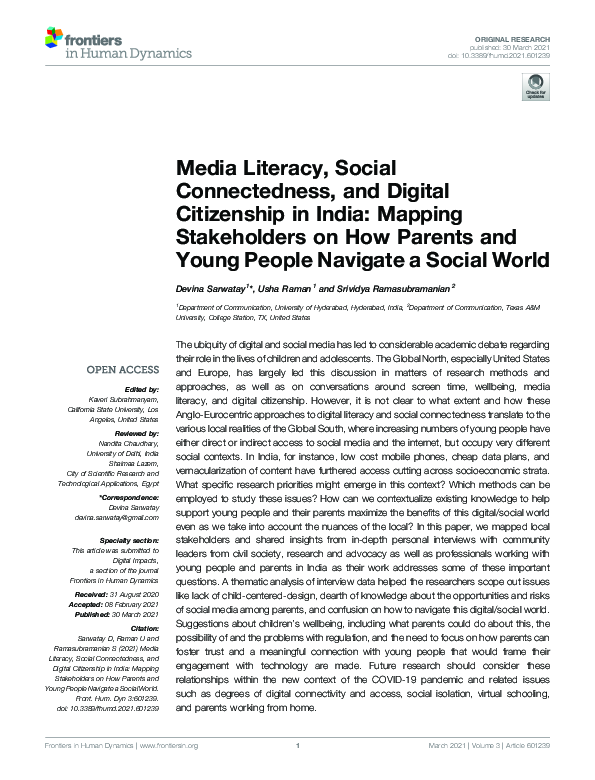 (PDF) Media Literacy, Social Connectedness, and Digital Citizenship in ...