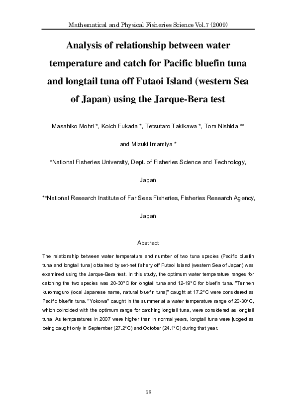 (PDF) Analysis of relationship between water temperature and catch for ...