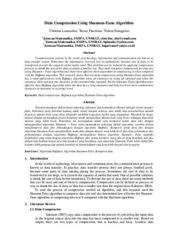 Pdf Data Compression Using Shannon Fano Algorithm Implemented By Vhdl