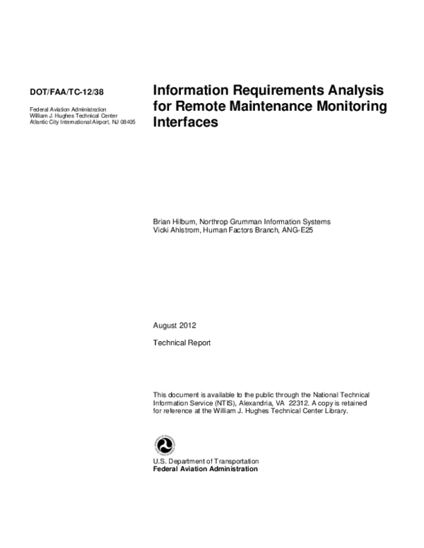 (PDF) Information Requirements Analysis for Remote Maintenance ...