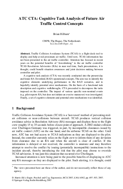 (PDF) ATC CTA: Cognitive Task Analysis of Future Air Traffic Control ...