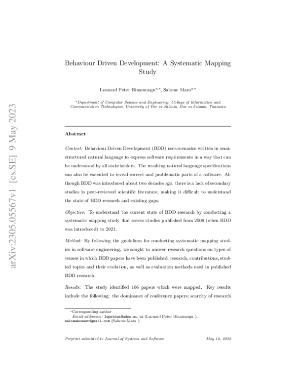 (PDF) Behaviour Driven Development: A Systematic Mapping Study
