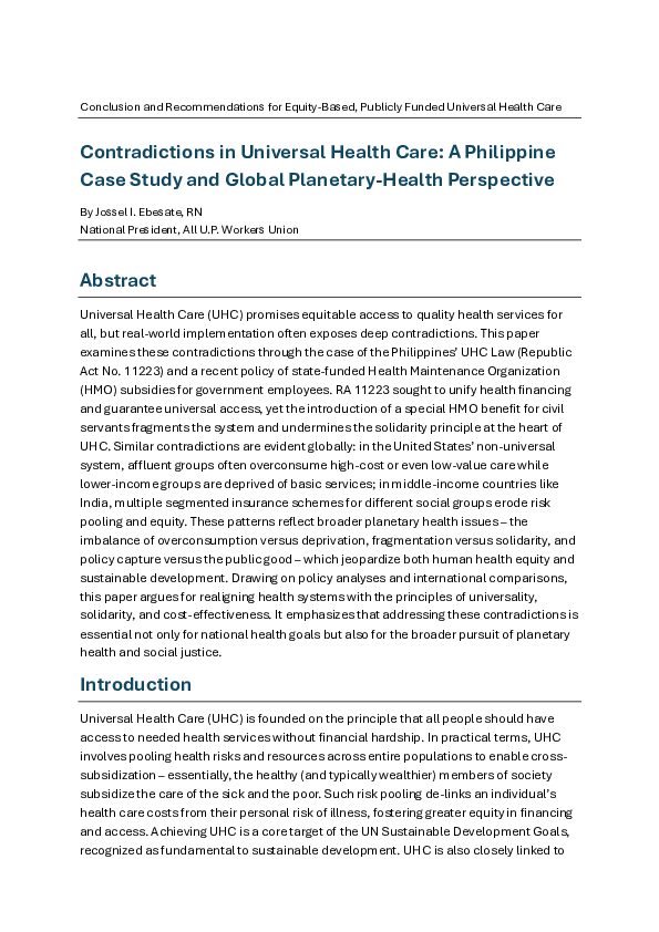 (PDF) Contradictions in Universal Health Care: A Philippine Case Study ...