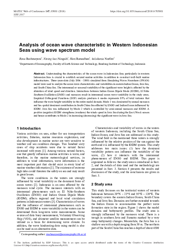 (PDF) Analysis of ocean wave characteristic in Western Indonesian Seas ...