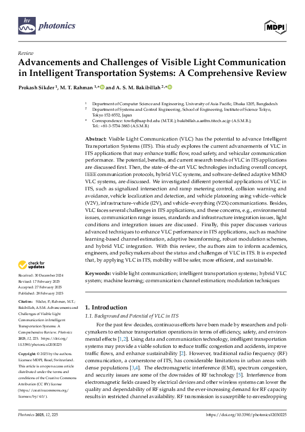 (PDF) Advancements and Challenges of Visible Light Communication in ...