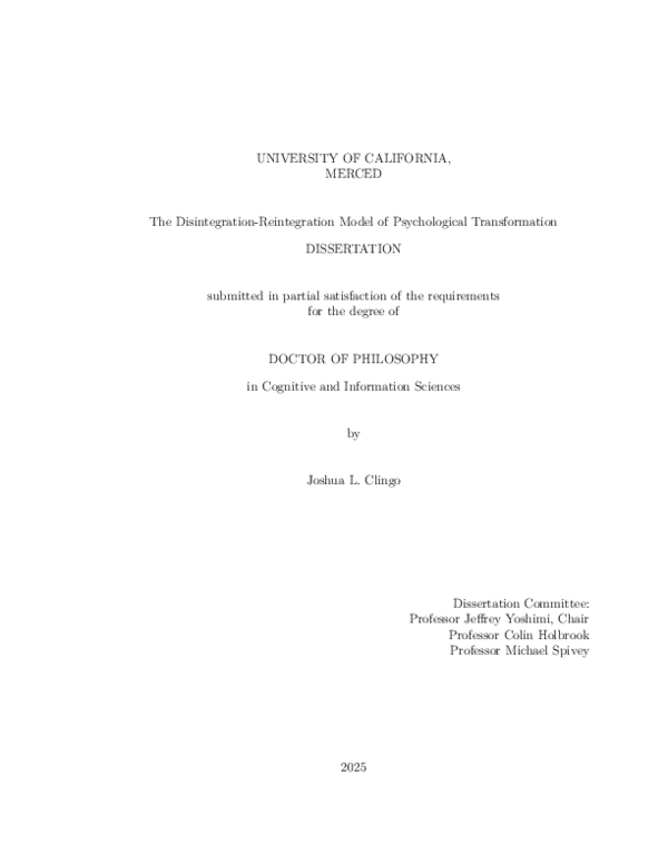 (PDF) The Disintegration-Reintegration Model of Psychological ...