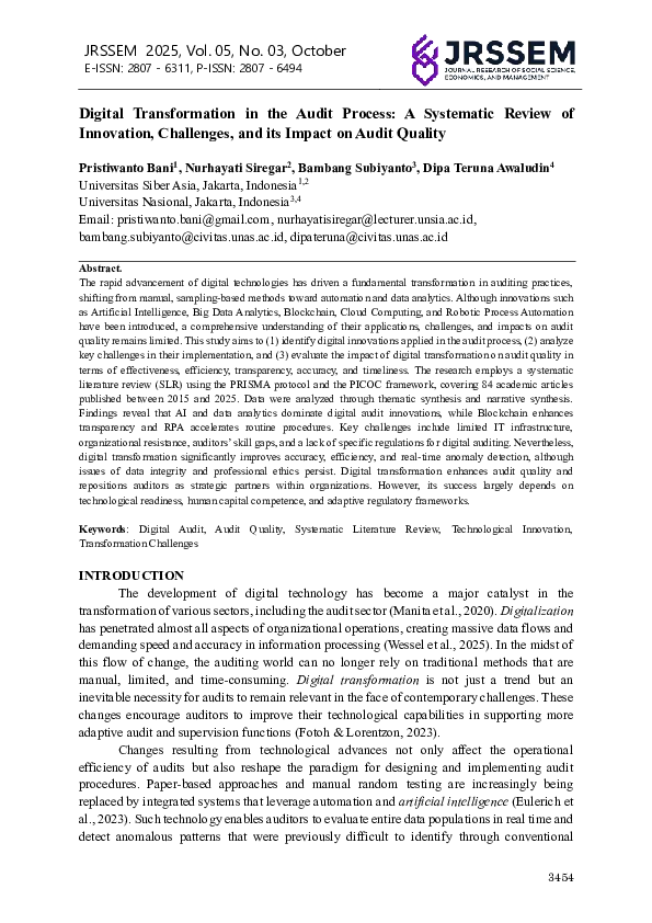 (PDF) Digital Transformation in the Audit Process: A Systematic Review ...