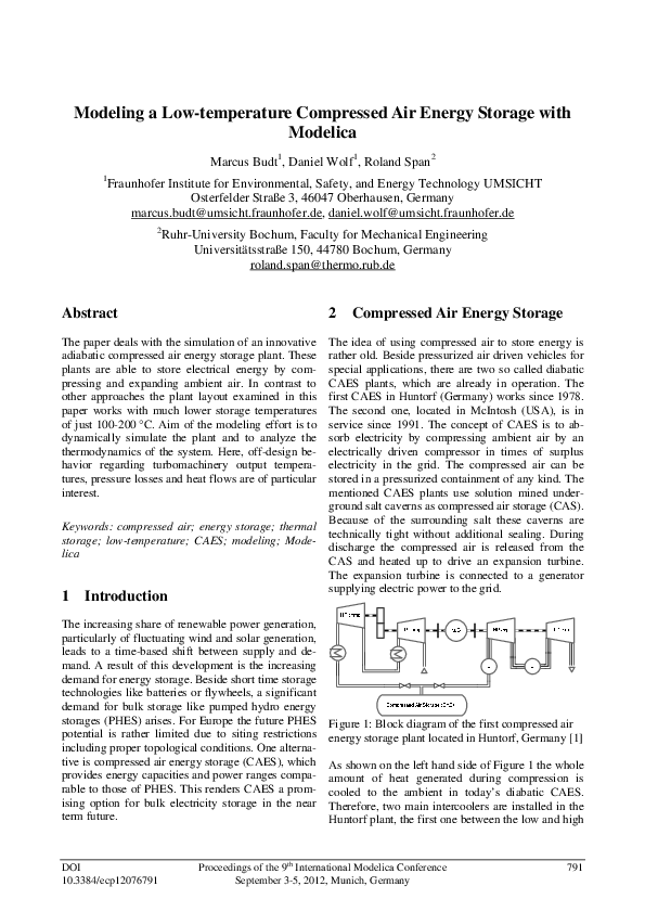 (PDF) Modeling a Low-temperature Compressed Air Energy Storage with ...
