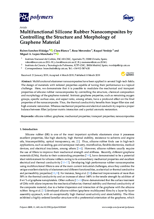 (PDF) Multifunctional Silicone Rubber Nanocomposites by Controlling the ...