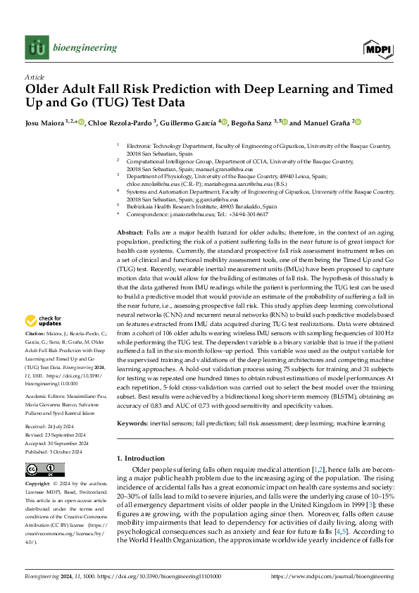 (PDF) Older Adult Fall Risk Prediction with Deep Learning and Timed Up ...