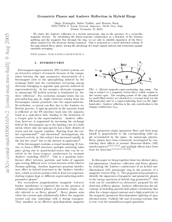 (PDF) Geometric phases and Andreev reflection in hybrid rings