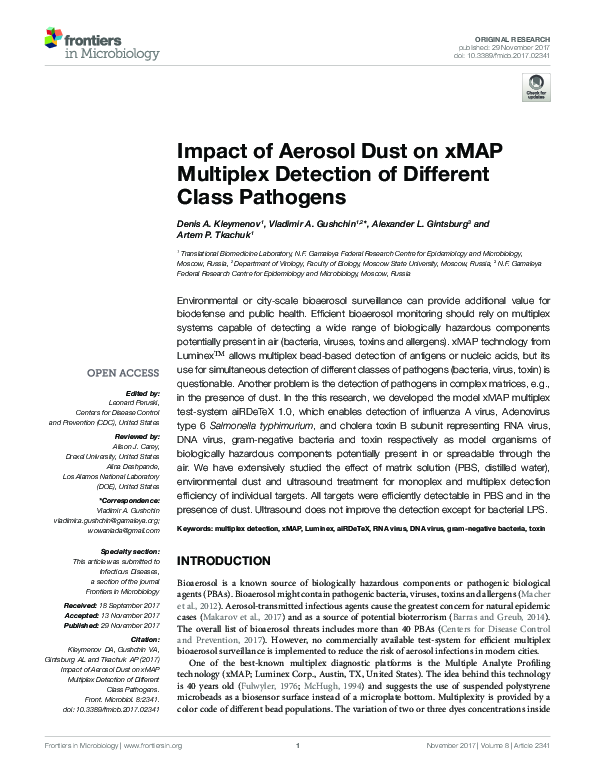(PDF) Impact of Aerosol Dust on xMAP Multiplex Detection of Different ...