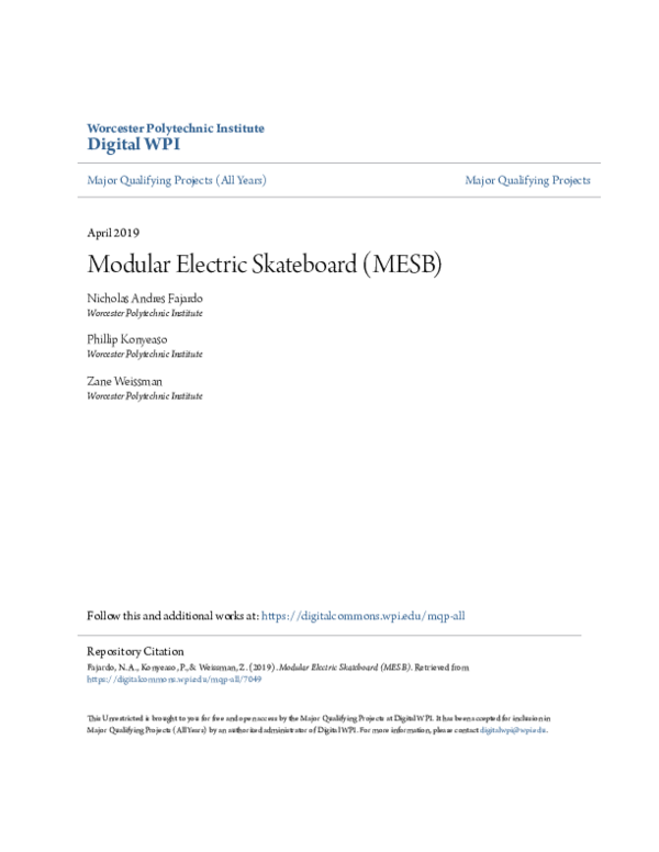 (PDF) Modular Electric Skateboard (MESB)