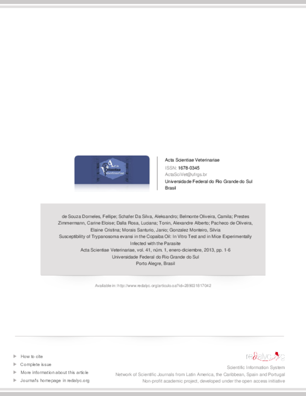 (PDF) Susceptibility of Trypanosoma evansi in the Copaiba Oil: In Vitro ...