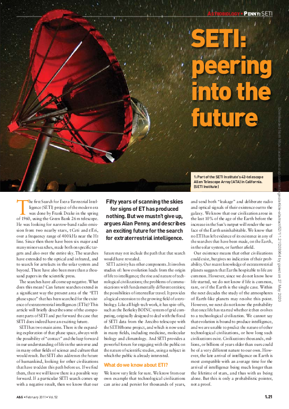 (PDF) SETI: peering into the future