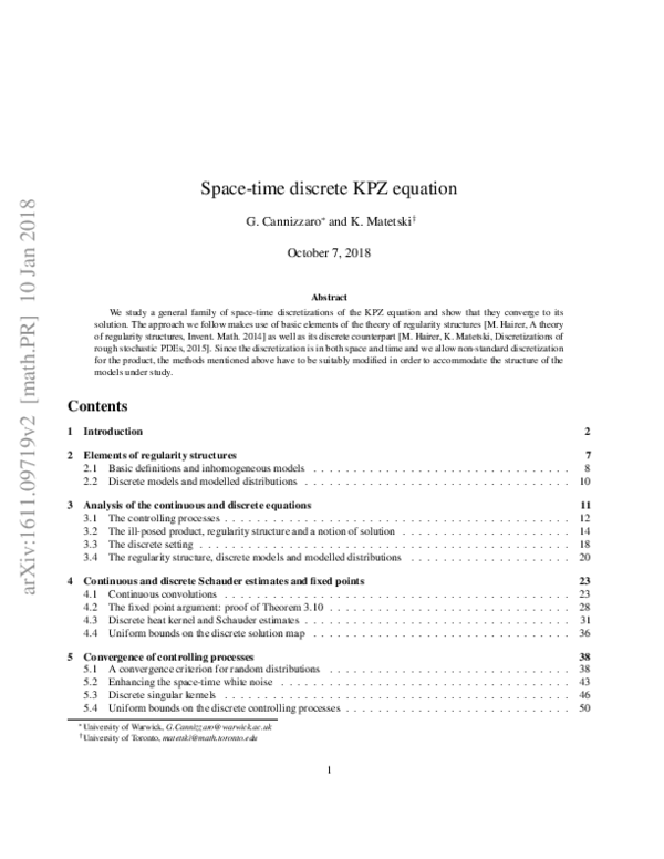 (PDF) Space-time discrete KPZ equation