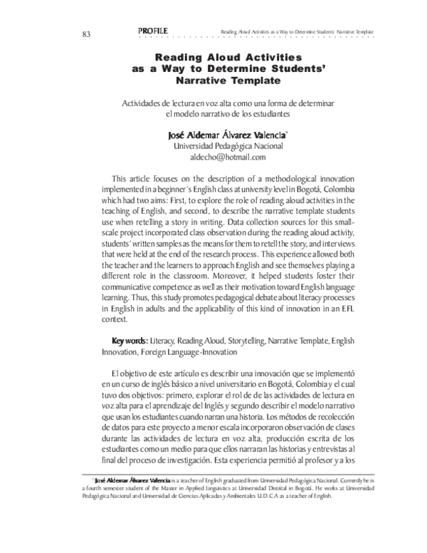 (PDF) Reading Aloud Activities as a Way to Determine Students ...