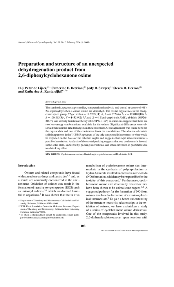 (PDF) Preparation and structure of an unexpected dehydrogenation ...